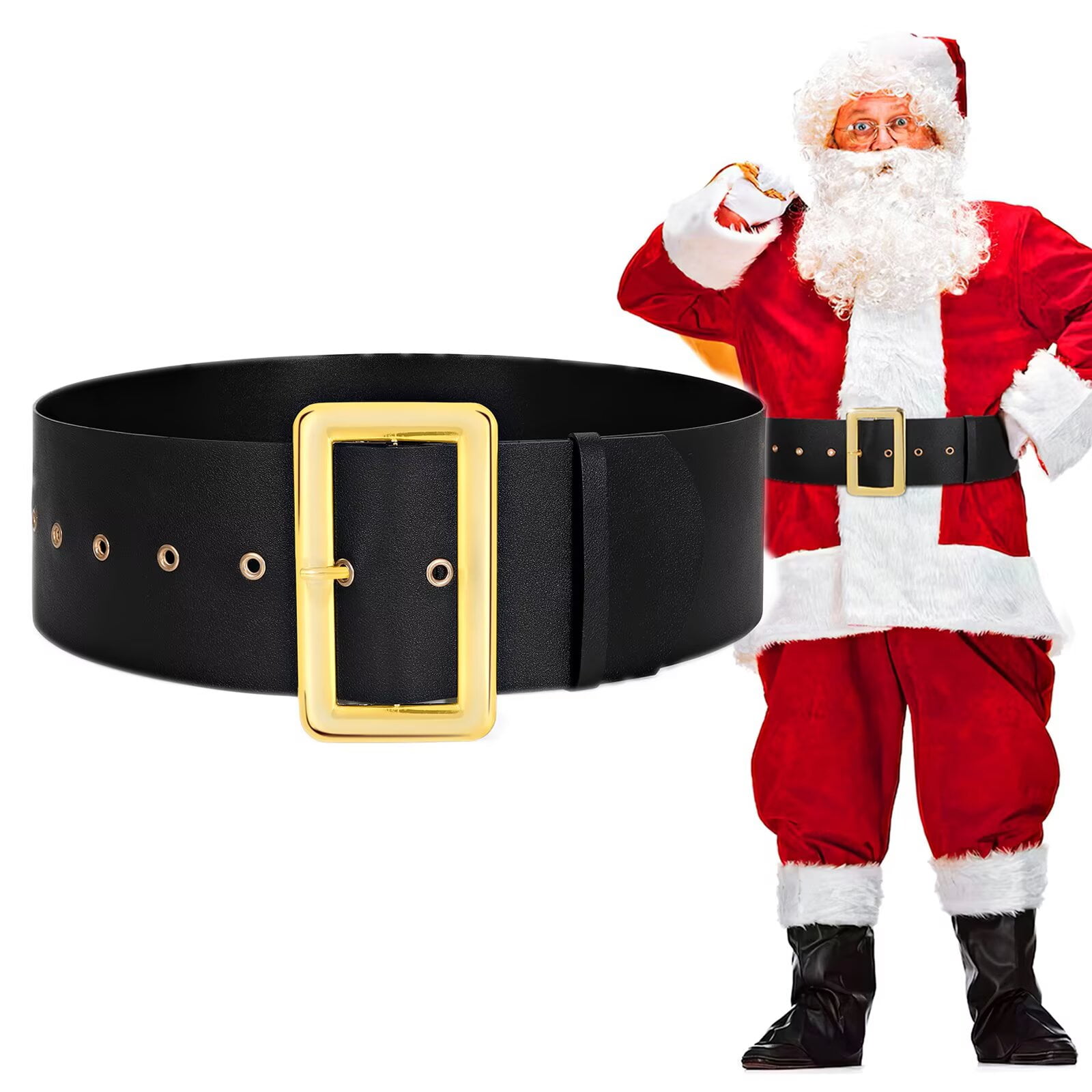 JASGOOD Christmas Santa Belt for Adults Black Waist Belts for Cosplay ...