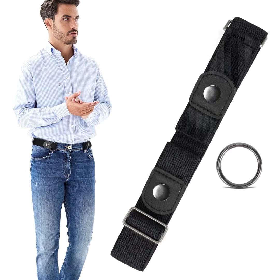 JASGOOD Elastic Belts for Men No Buckle Stretch Belt for Jeans Pants ...