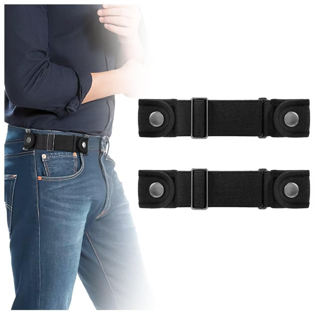 JASGOOD Elastic Belts for Men & Women, No Buckle, 2 Pack, Adjustable 7 ...