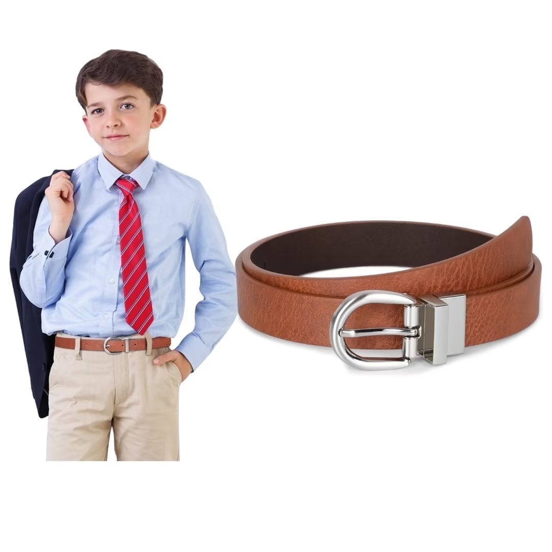 JASGOOD Boys Leather Belts Kids Casual Reversible Belt for School ...