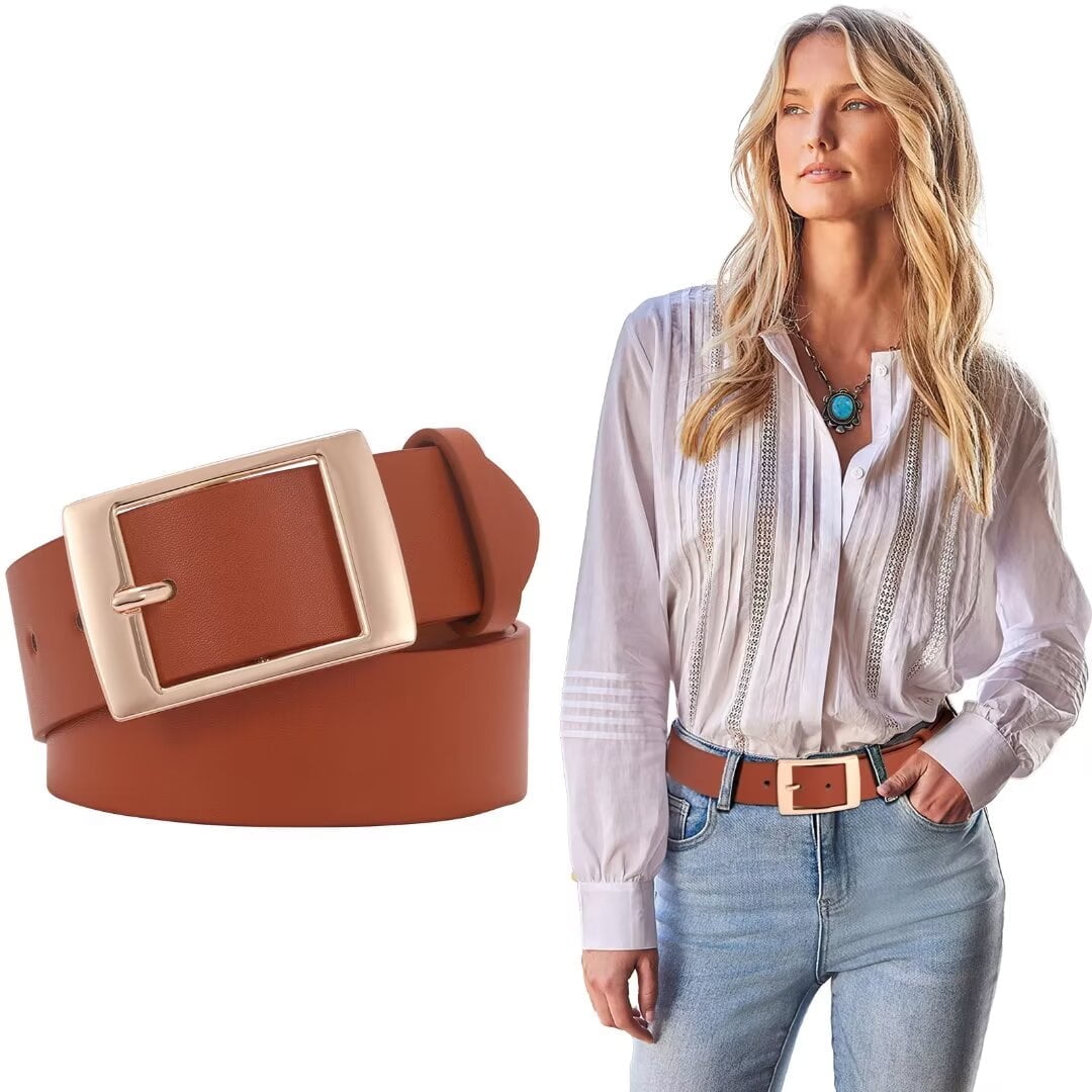 JASGOOD Plus Size Belts for Women Brown Leather Belt for Jeans Pants ...