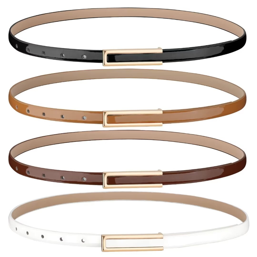 JASGOOD Women Thin Belts Skinny Leather Belt for Dresses Pants Jeans ...