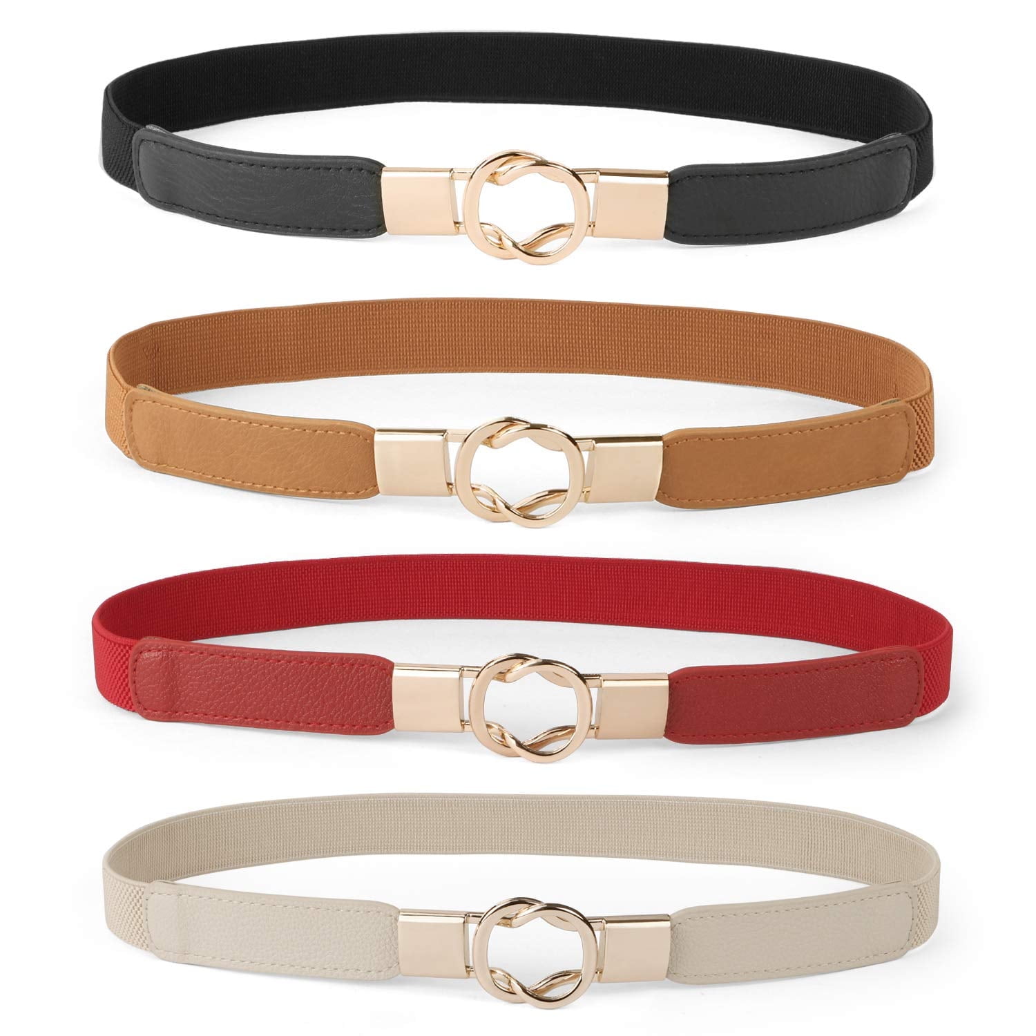 "JASGOOD Skinny Elastic Belts for Women, Retro Stretch, Set of 4, Fits ...