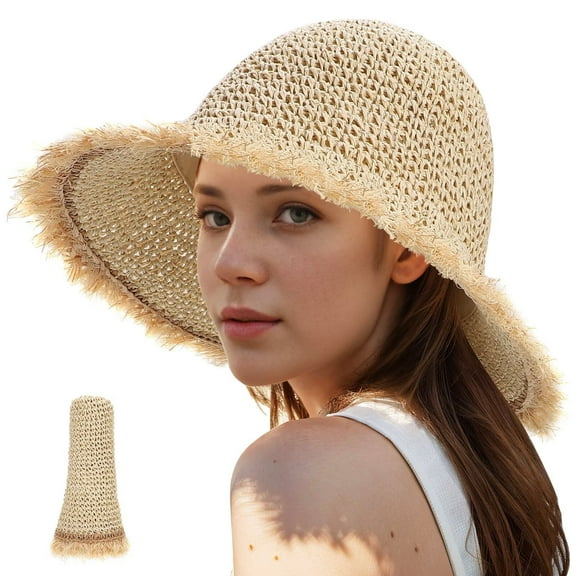 BEFOKA Womens Wide Brims Woolen Fabric Panama Hat Summer Beach Sun Hats Straw Hats for Women ...