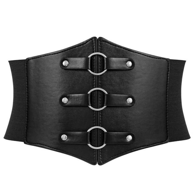 JASGOOD Women Corset Belts Wide Elastic Waspie Black Waist Belt for ...
