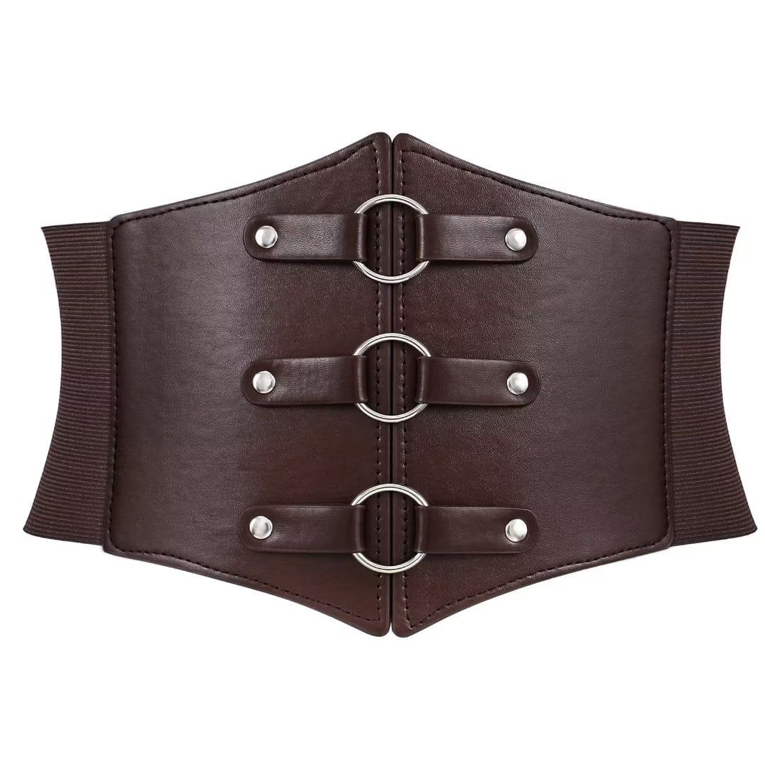 JASGOOD Women Corset Belts Wide Elastic Waspie Dark Brown Waist Belt ...