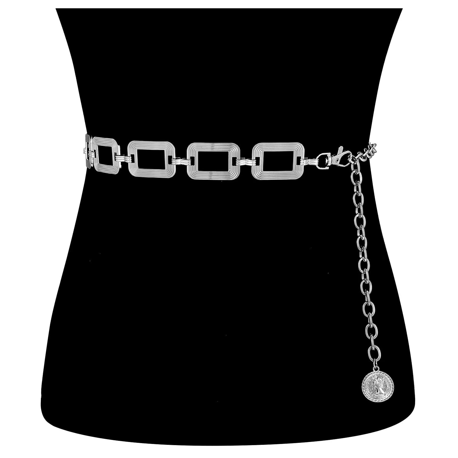 JASGOOD Women Metal Waist Chain Belt Adjustable Body Link Belts Ladies ...