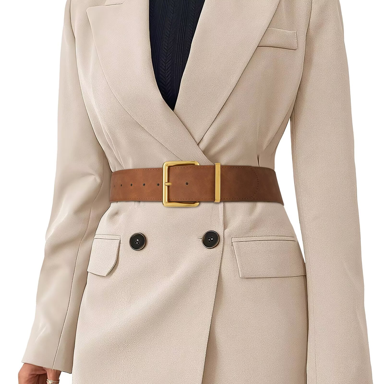 JASGOOD Women Wide Belt Fashion Suede Belt Ladies Thick Belts with Gold ...