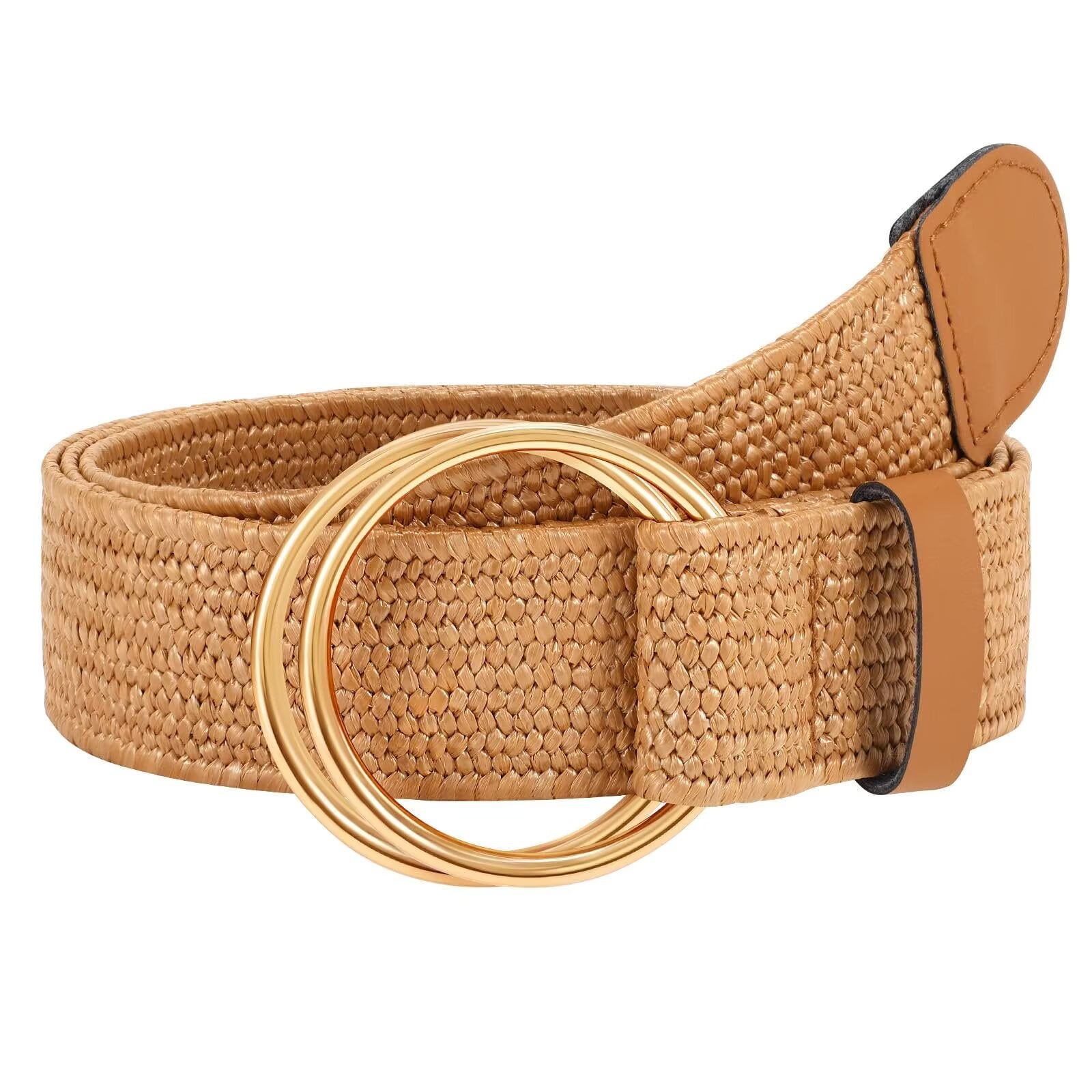 JASGOOD Women's Boho Braided Belts Ladies Straw Woven Stretch Belts ...