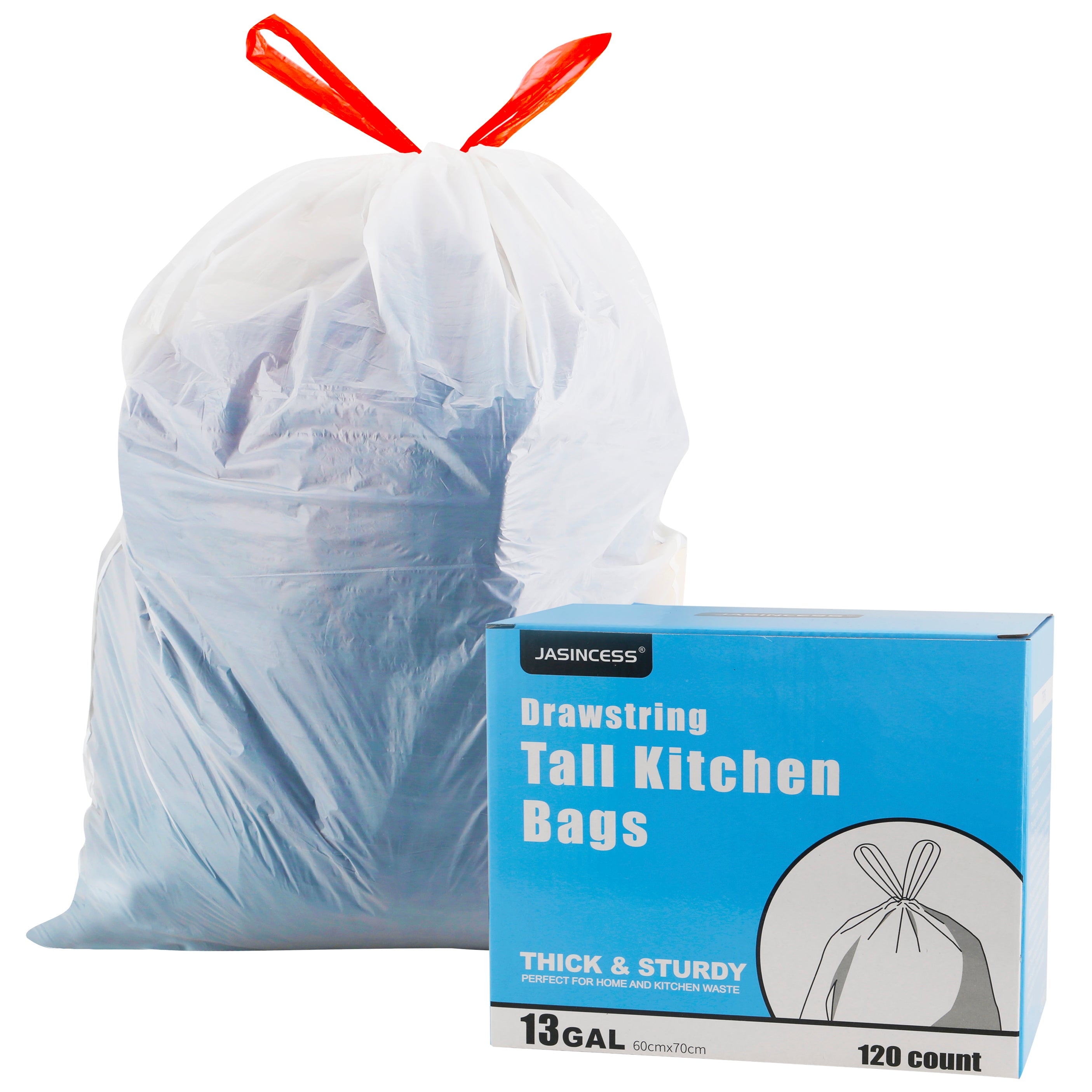 JASINCESS 13 Gallon Drawstring Tall Kitchen Trash Bags- Thick Multi ...