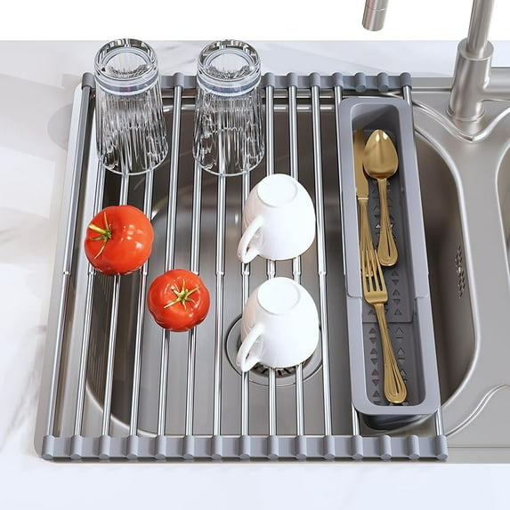 JASIWAY Dish Drying Rack in Sink, Over The Sink Colander Strainer ...