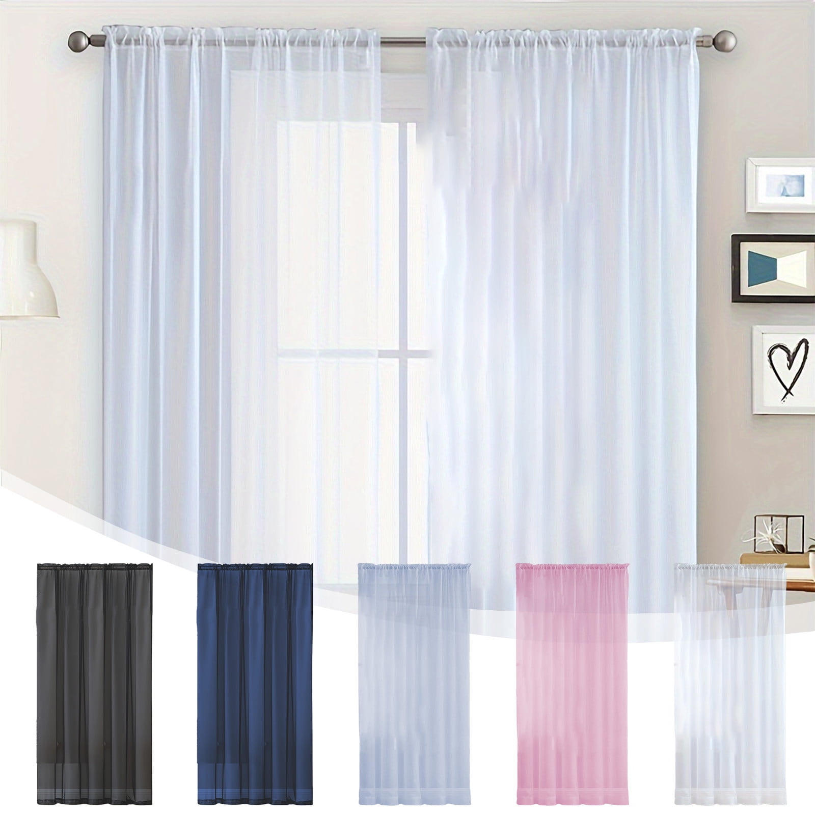 JASKFGLY Gauze Curtains - 41.73x83.86x0.04in Semi-sheer Translucent ...