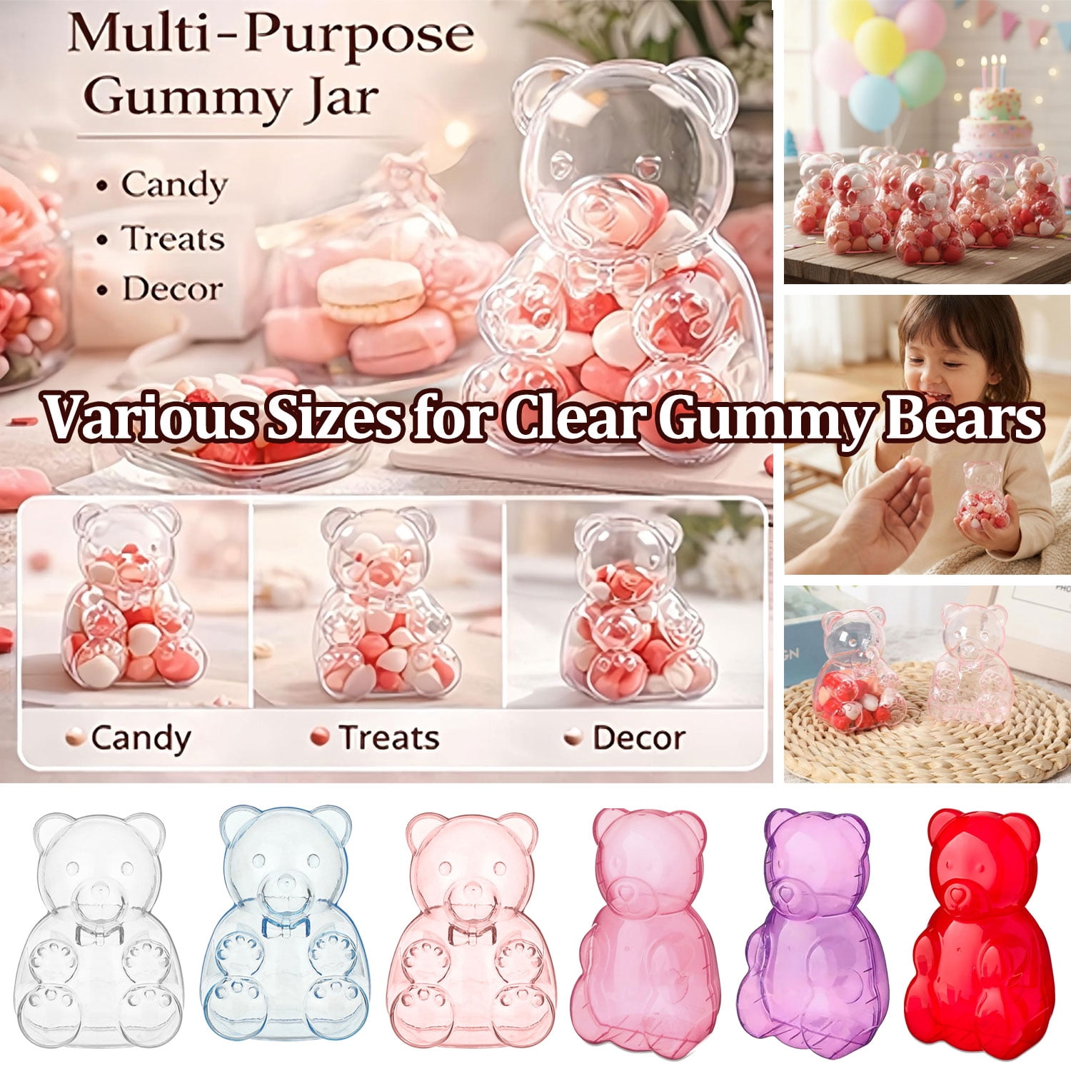 JASKFLY 1Pcs White Gummy Bear Container 20x32cm Bear-Shaped Storage ...