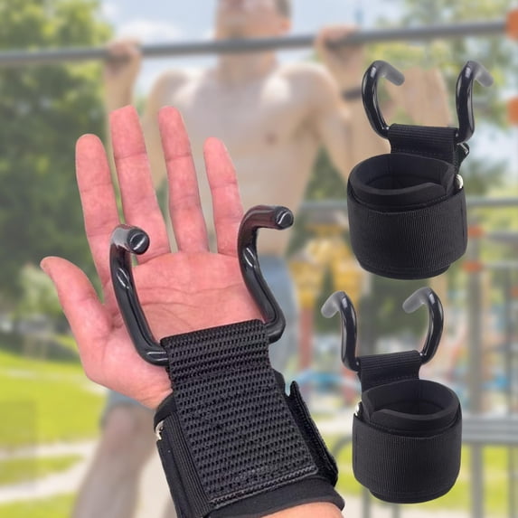 JASKFLY 2PCS Weight Lifting Hooks - Wrist Support Straps with Non Slip ...
