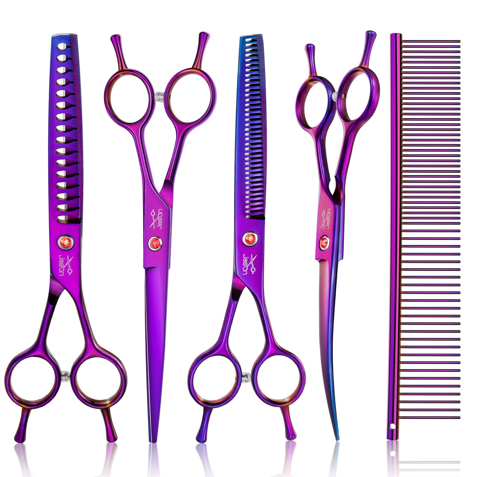 JASON Dog Grooming Scissors Kit, Professional 6 in 1 Dog Scissors Sharp ...