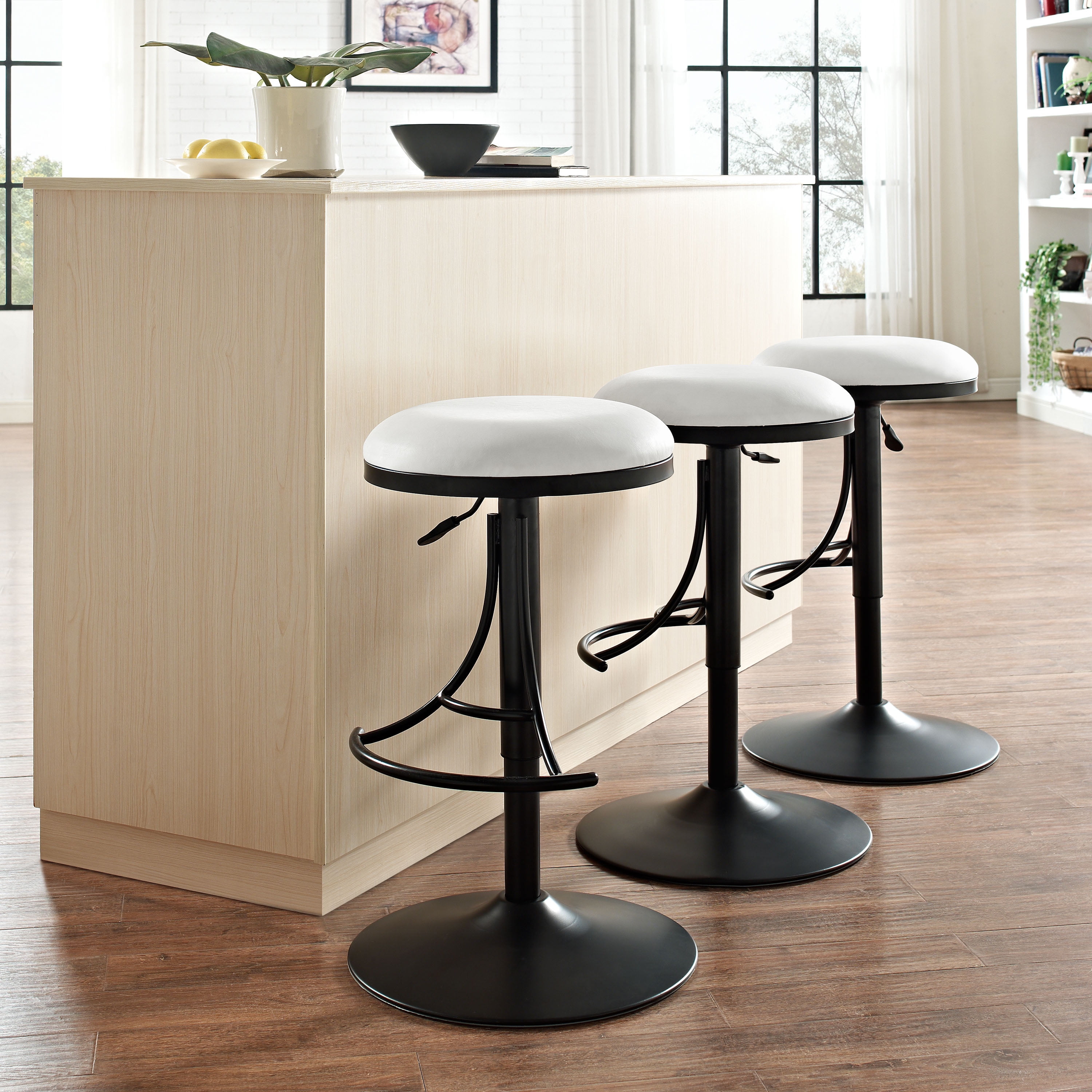 JASPER BACKLESS SWIVEL COUNTER STOOL IN PLATINUM WITH BLACK CUSHION ...