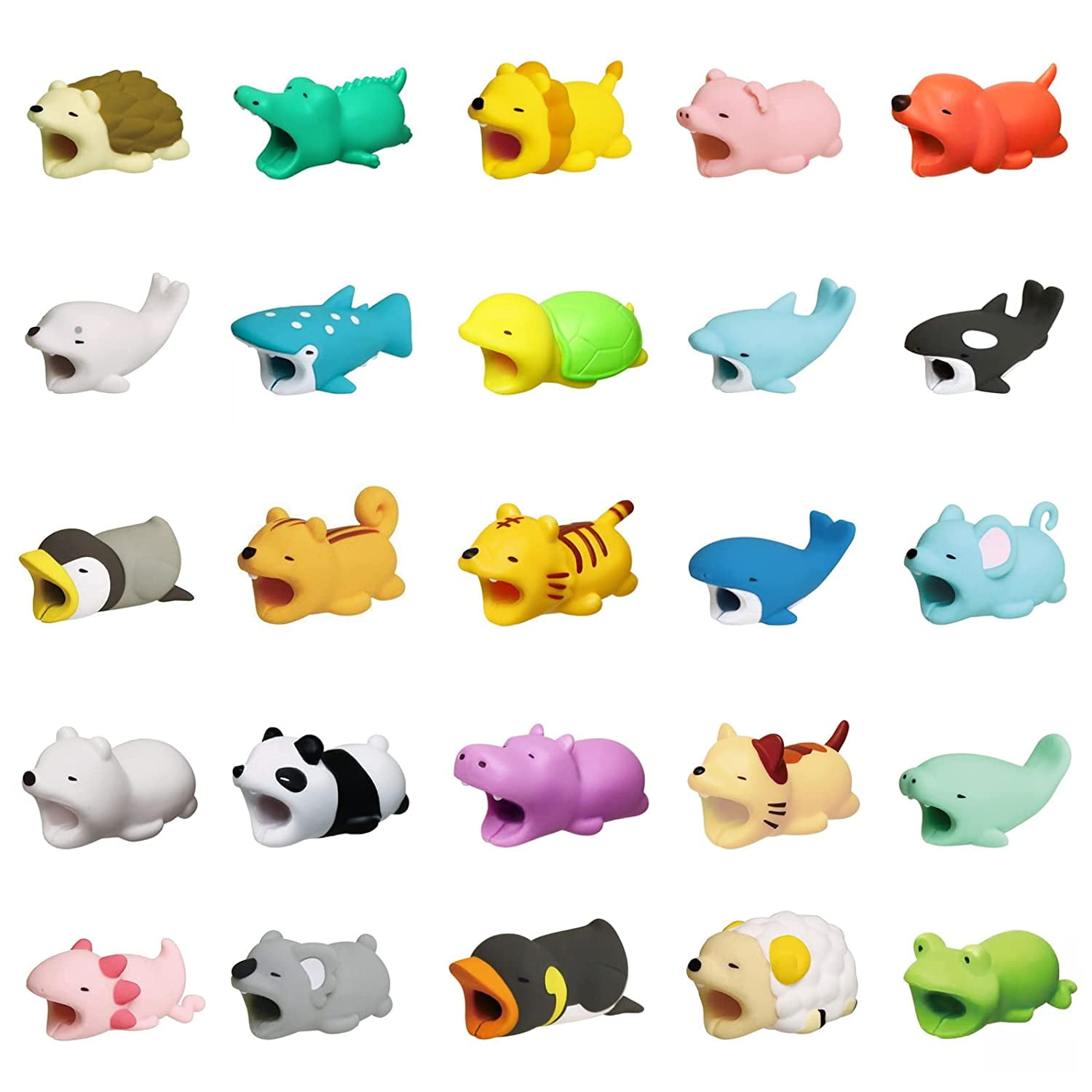 JASREE 25Pcs Cute Cable Protector Animals, USB Charger Cord Protector ...