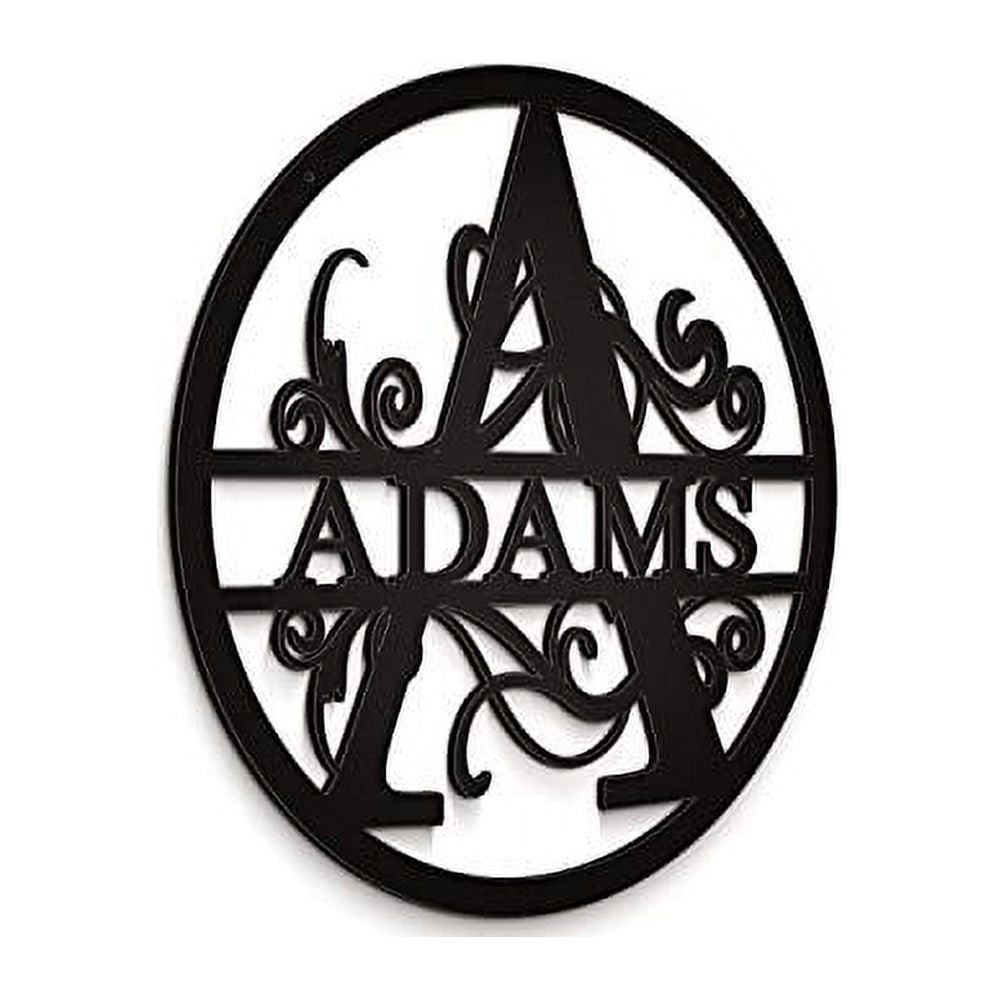 JASS GRAPHIX Adams 12" Circle Black Aluminum Composite Monogrammed Sign ...