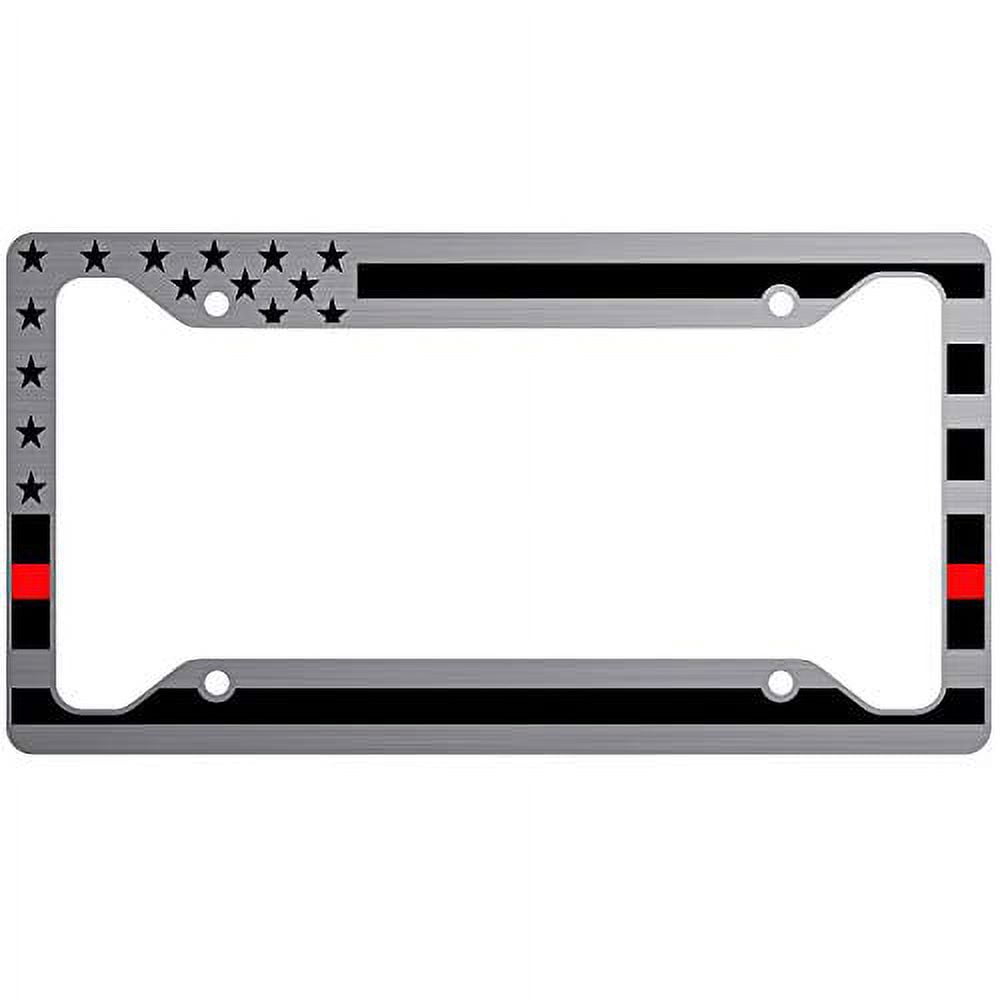 JASS GRAPHIX American Flag License Plate Frame (Black on Brushed with ...