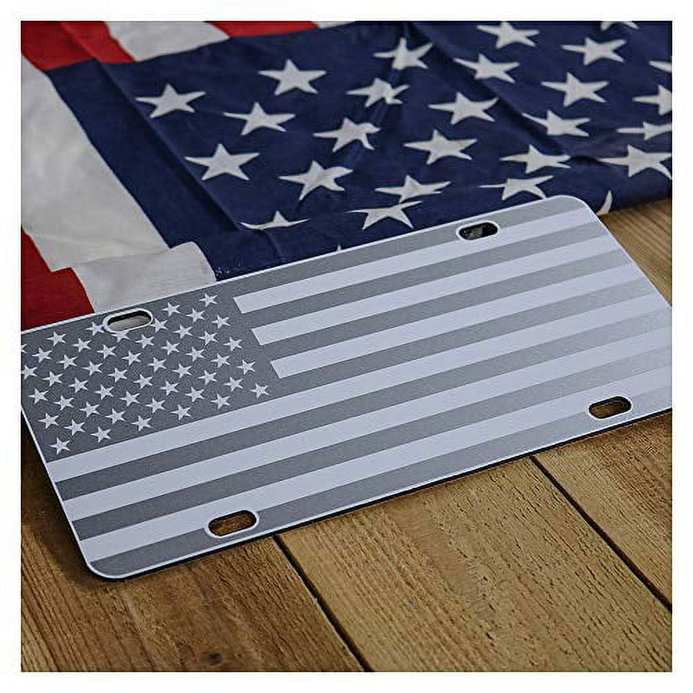 JASS GRAPHIX American Flag License Plate Matte Black on 1/8" Black ...