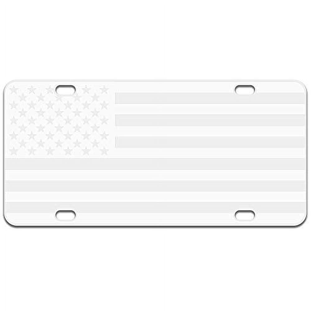 JASS GRAPHIX American Flag License Plate Matte White on 1/8" White ...