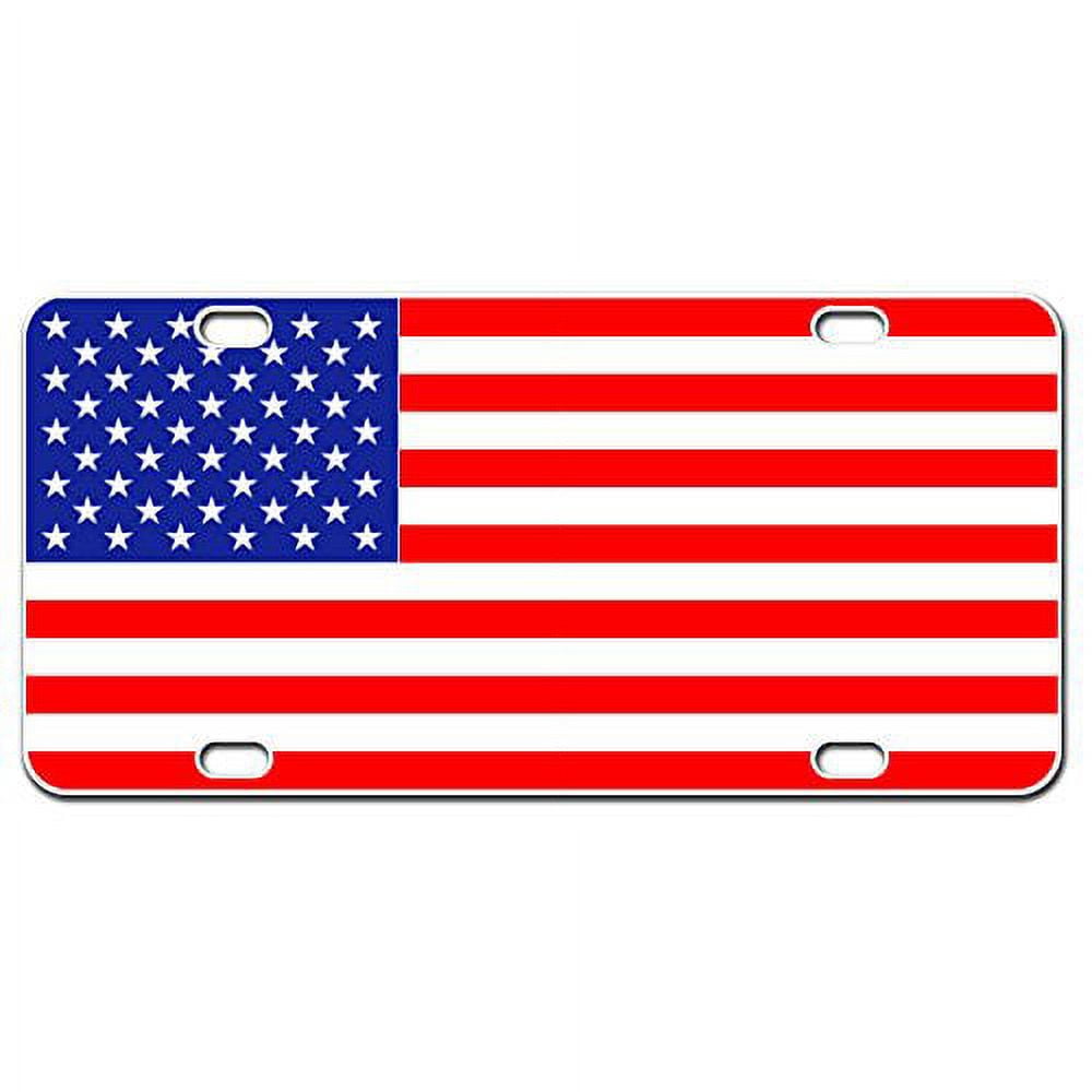 JASS GRAPHIX American Flag License Plate on 1/8" White Aluminum ...