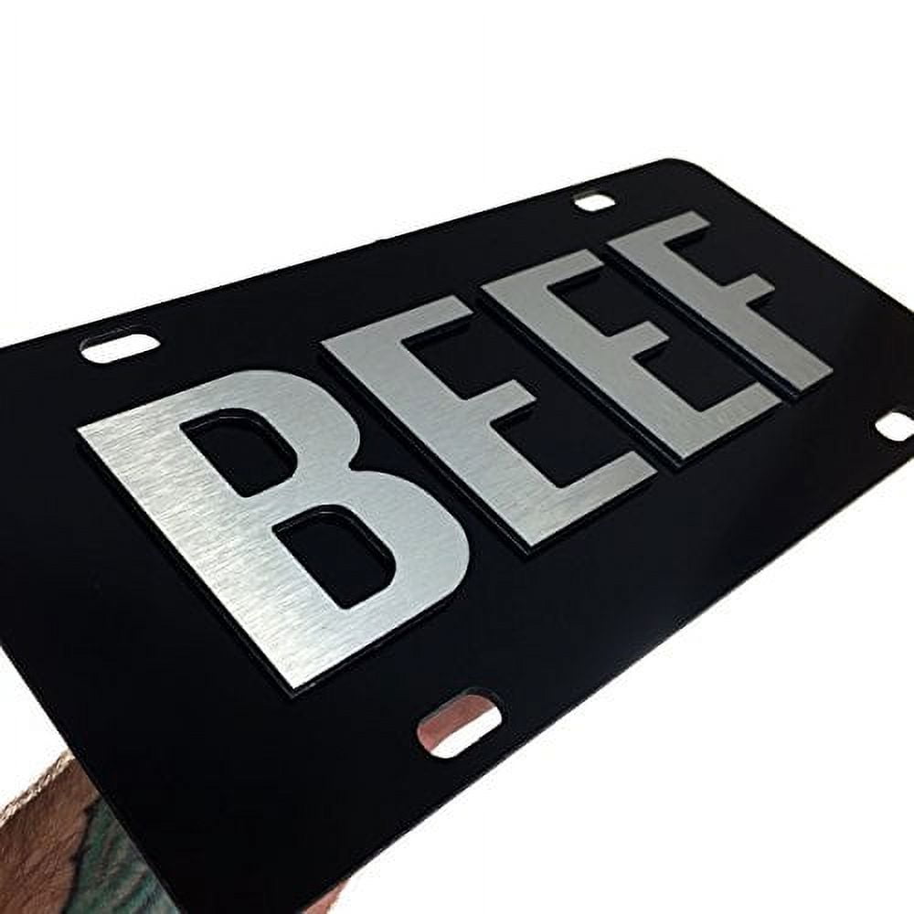 JASS GRAPHIX Beef License Plate Brushed Aluminum on Black 2-D Farmer ...