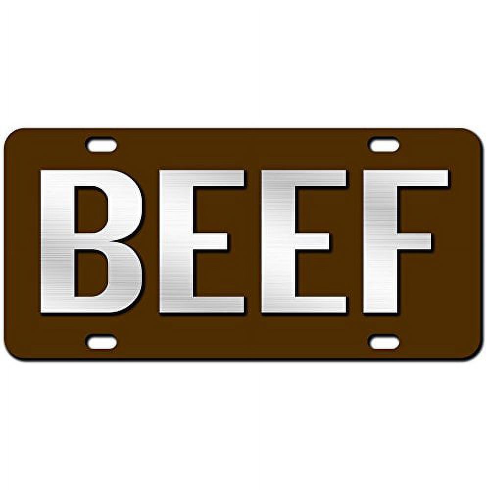JASS GRAPHIX Beef License Plate Brushed Aluminum on Brown 2-D Farmer ...