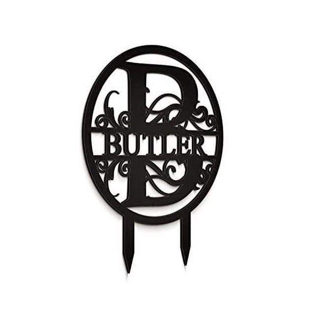 JASS GRAPHIX Butler 12" Black Aluminum Composite Monogrammed Garden ...