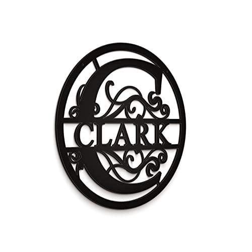 JASS GRAPHIX Clark 12" Circle Black Aluminum Composite Monogrammed Sign ...