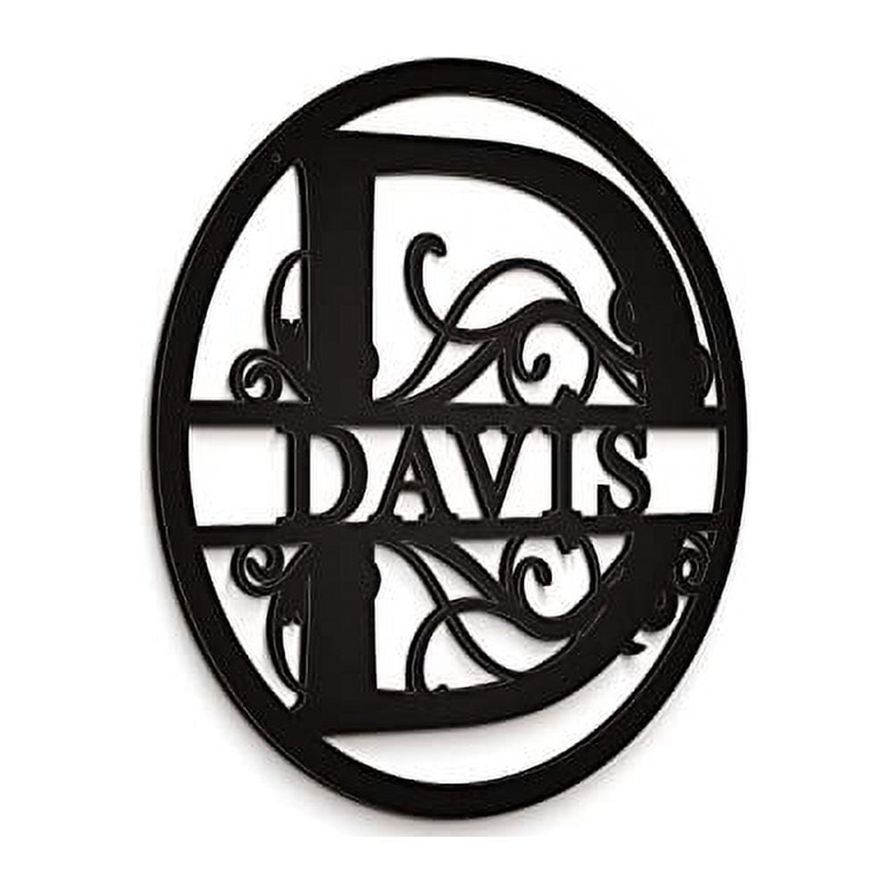 JASS GRAPHIX Davis 12" Circle Black Aluminum Composite Monogrammed Sign ...