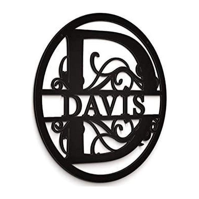 JASS GRAPHIX Davis 12" Circle Black Aluminum Composite Monogrammed Sign ...