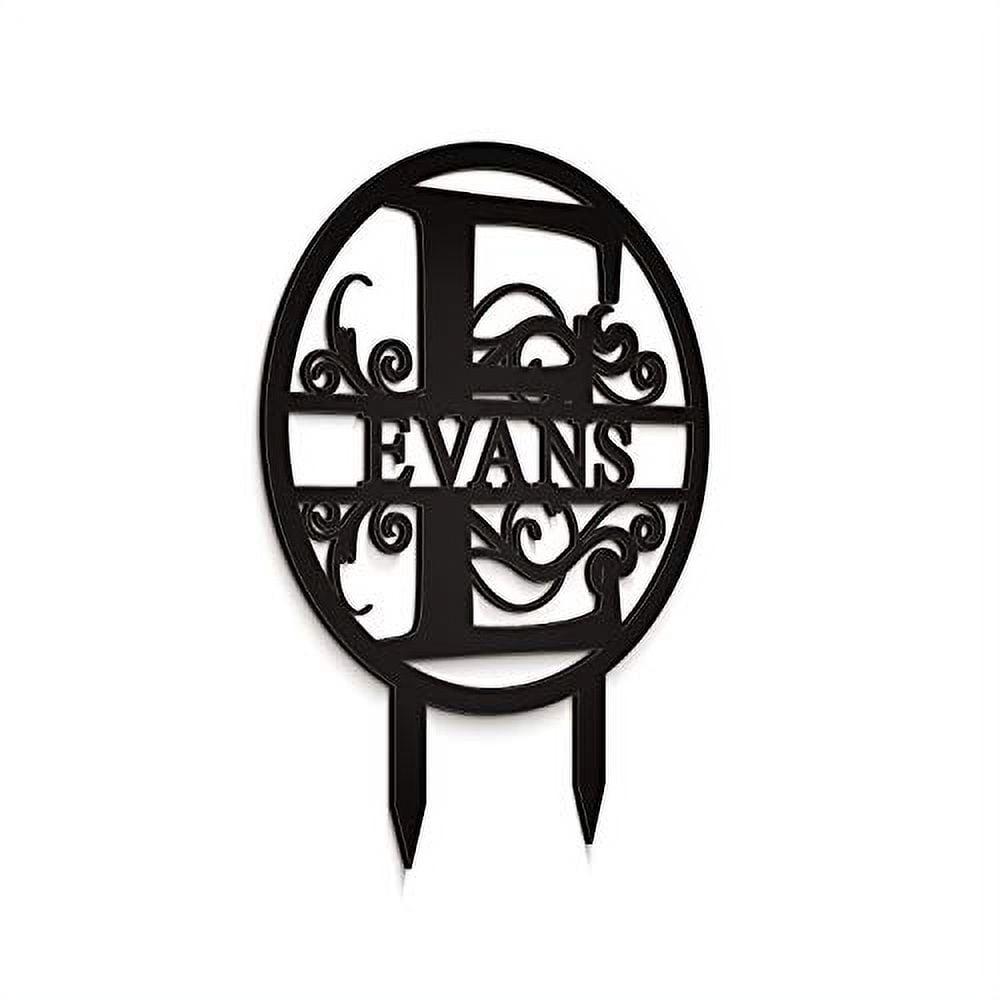 JASS GRAPHIX Evans 12" Black Aluminum Composite Monogrammed Garden Sign ...