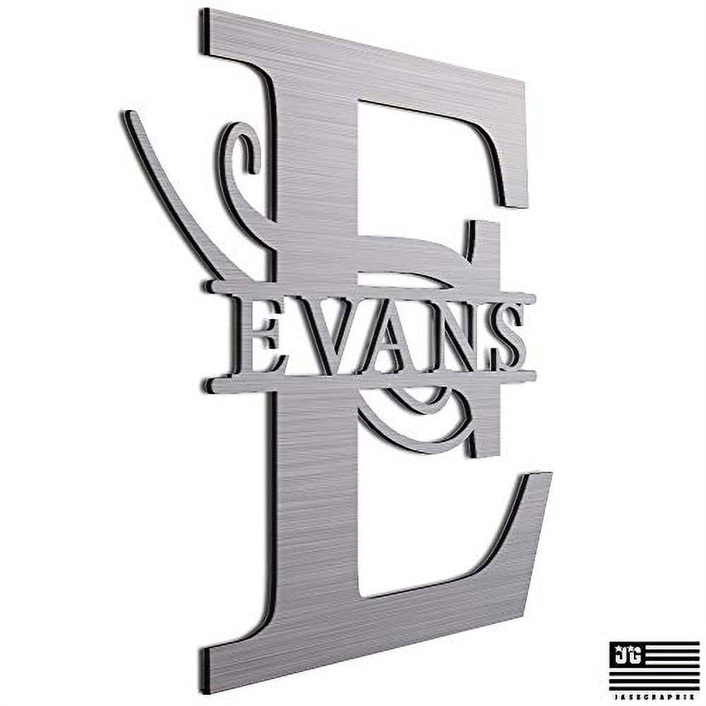 JASS GRAPHIX Evans 12" Brushed Aluminum Monogrammed Sign Door Wall ...