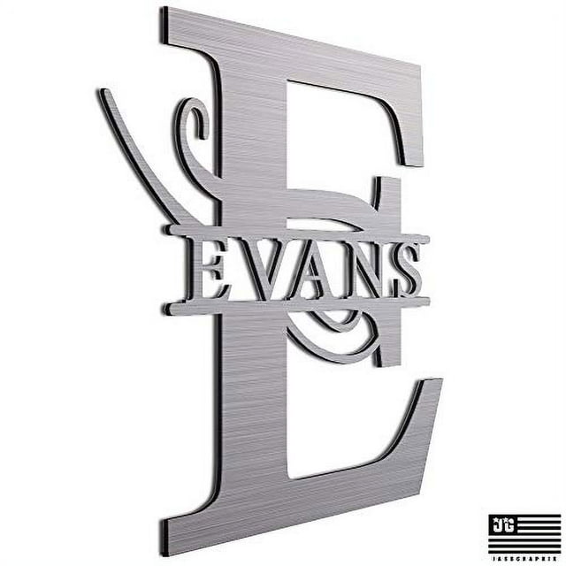JASS GRAPHIX Evans 12" Brushed Aluminum Monogrammed Sign Door Wall ...
