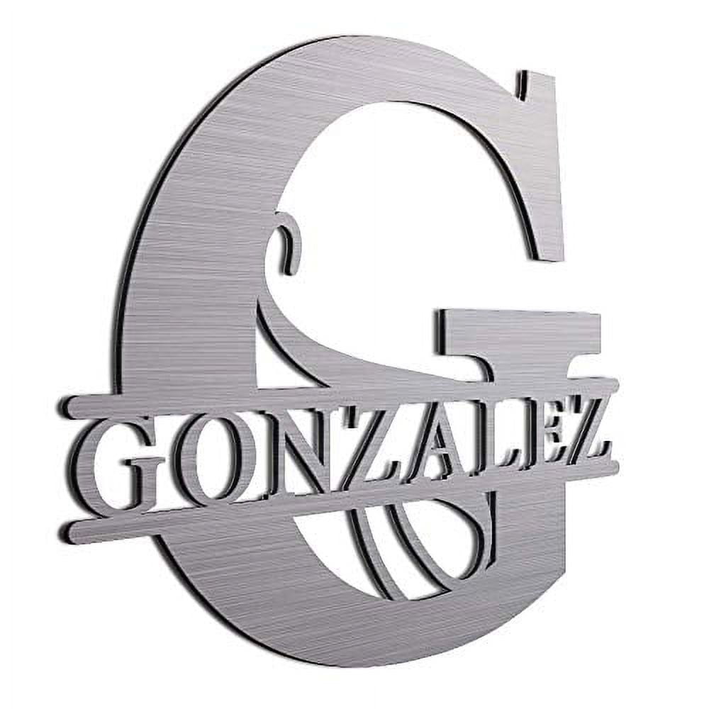 JASS GRAPHIX Gonzalez 12" Brushed Aluminum Monogrammed Sign Door Wall ...