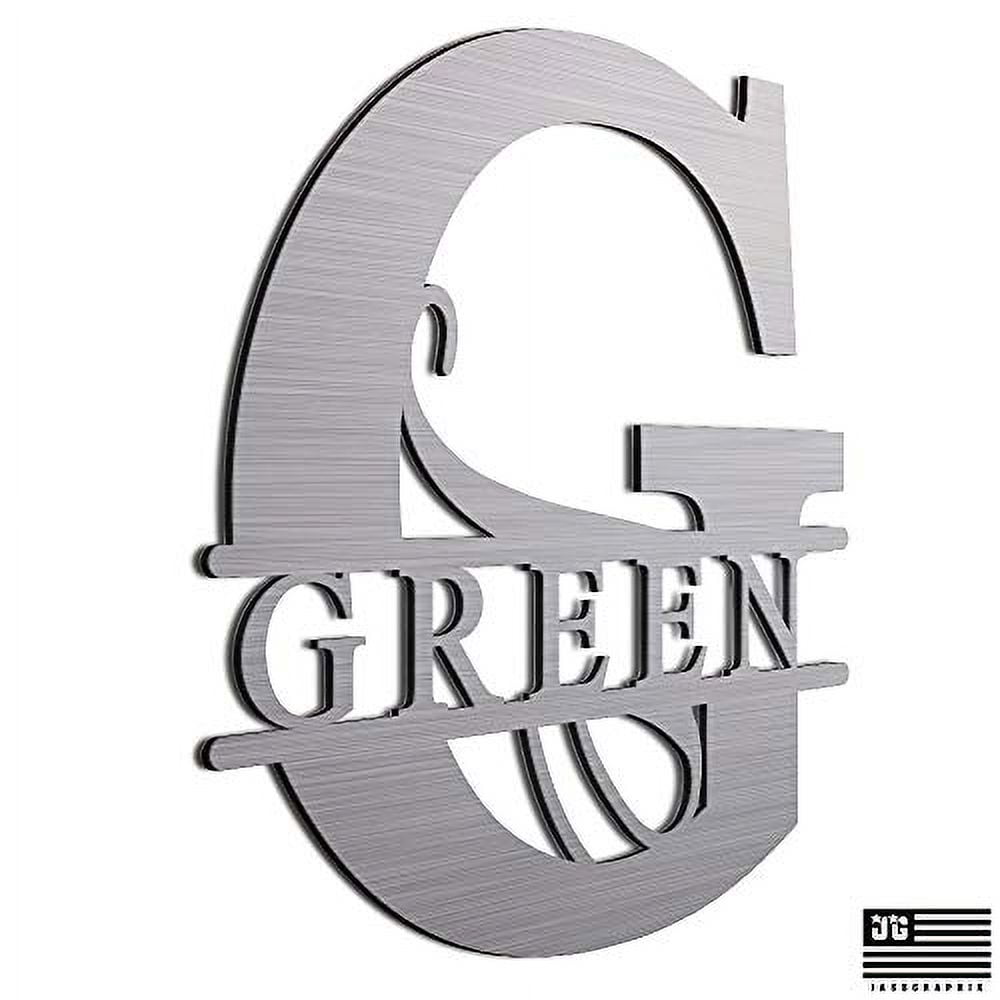 JASS GRAPHIX Green 12" Brushed Aluminum Monogrammed Sign Door Wall ...