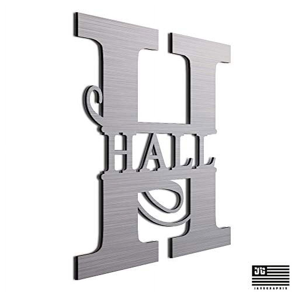 JASS GRAPHIX Hall 12" Brushed Aluminum Monogrammed Sign Door Wall Decor ...