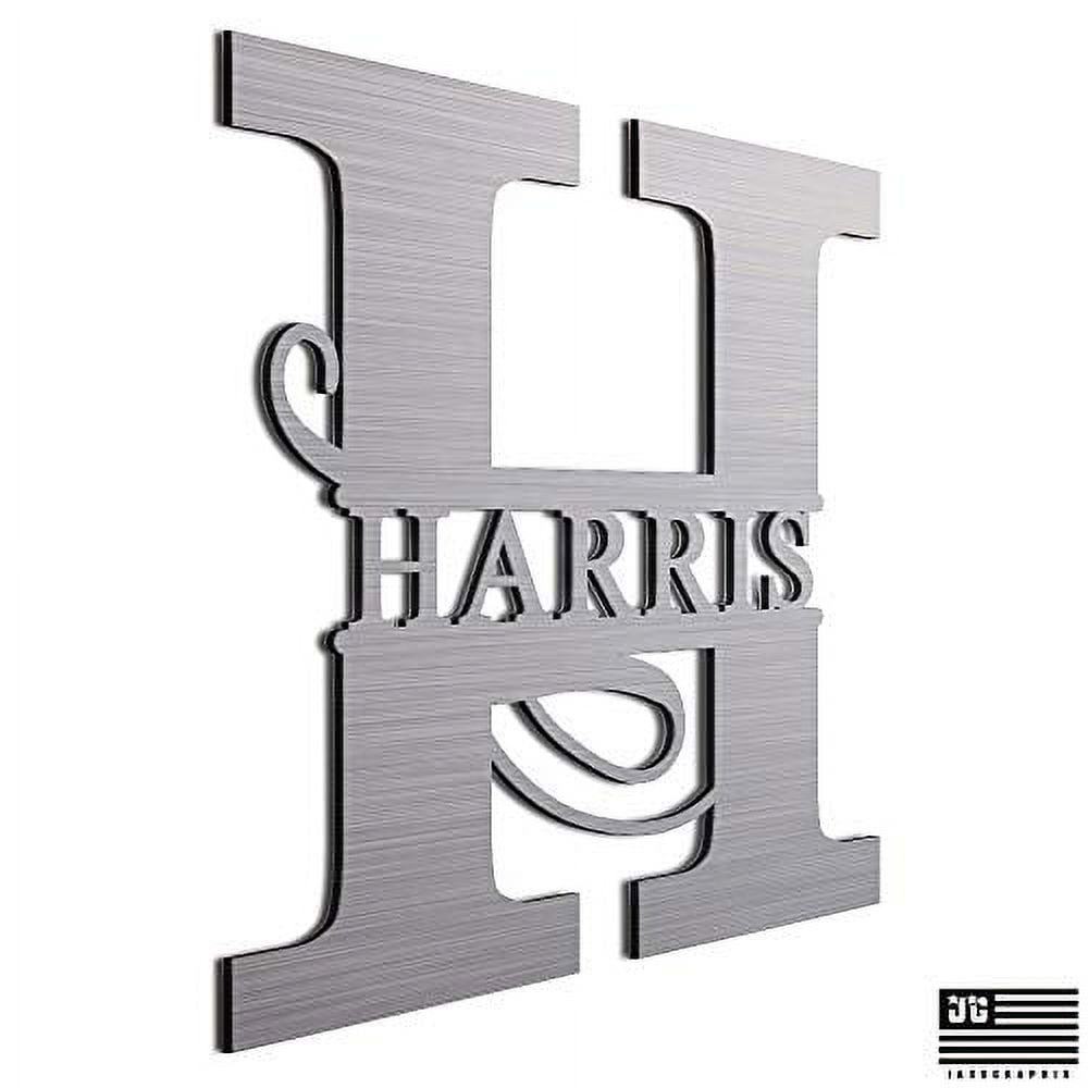 JASS GRAPHIX Harris 12" Brushed Aluminum Monogrammed Sign Door Wall ...
