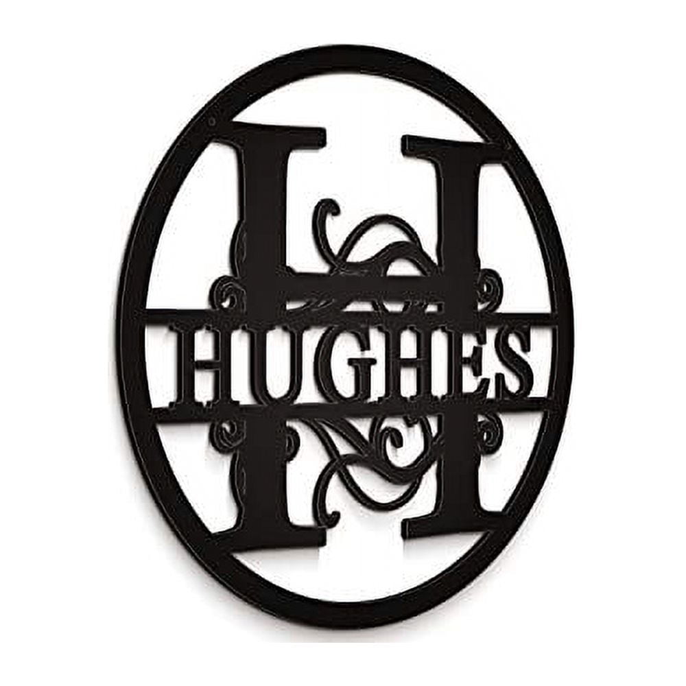 JASS GRAPHIX Hughes 12" Circle Black Aluminum Composite Monogrammed ...