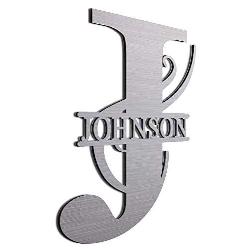 JASS GRAPHIX Johnson 12" Brushed Aluminum Monogrammed Sign Door Wall ...