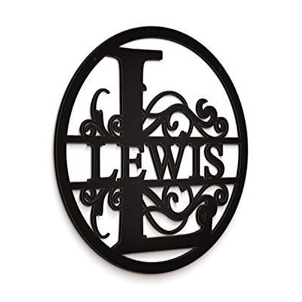 JASS GRAPHIX Lewis 12" Circle Black Aluminum Composite Monogrammed Sign ...