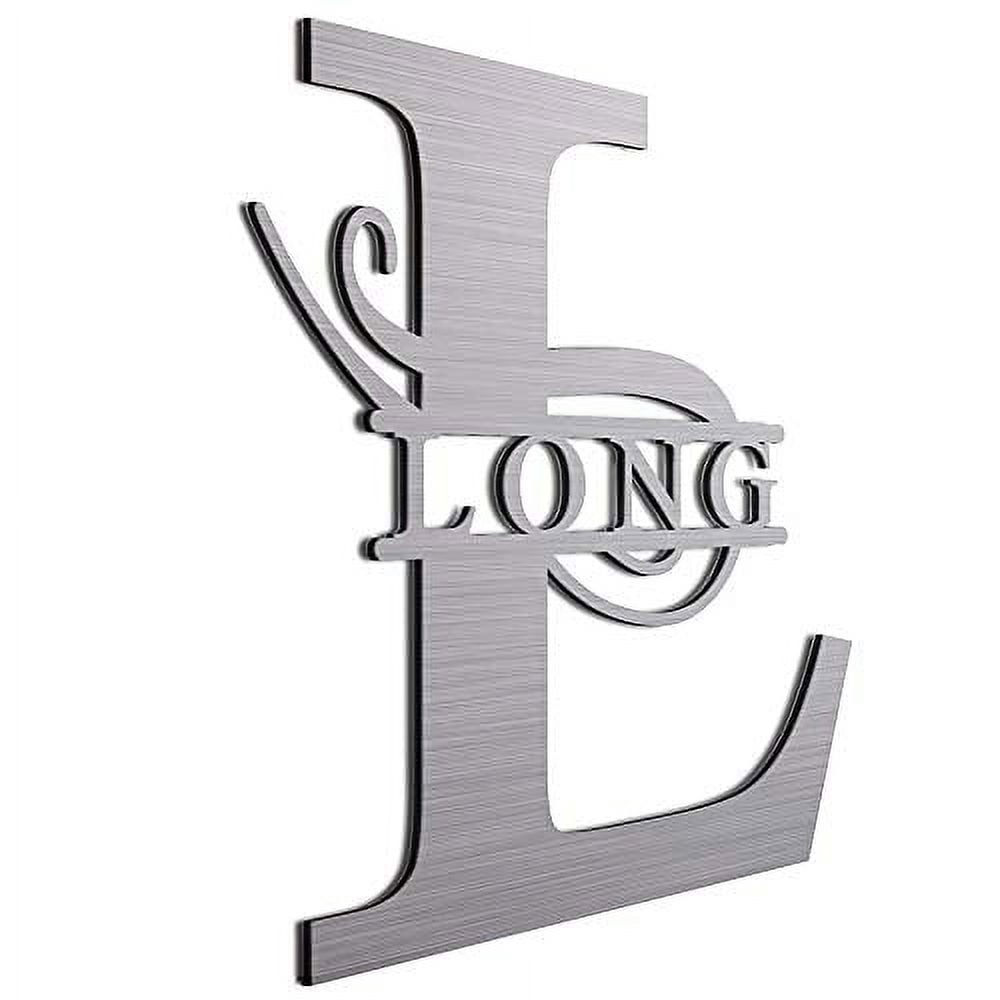 JASS GRAPHIX Long 12" Brushed Aluminum Monogrammed Sign Door Wall Decor ...