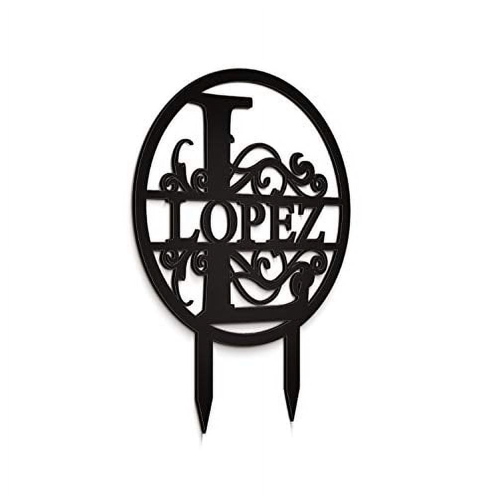 JASS GRAPHIX Lopez 12" Black Aluminum Composite Monogrammed Garden Sign ...