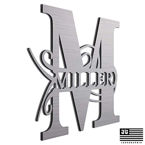 JASS GRAPHIX Miller 12" Brushed Aluminum Monogrammed Sign Door Wall ...