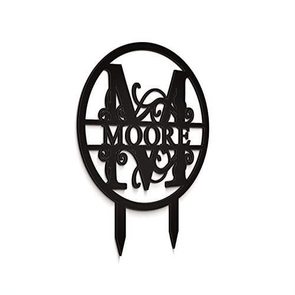JASS GRAPHIX Moore 12" Black Aluminum Composite Monogrammed Garden Sign ...