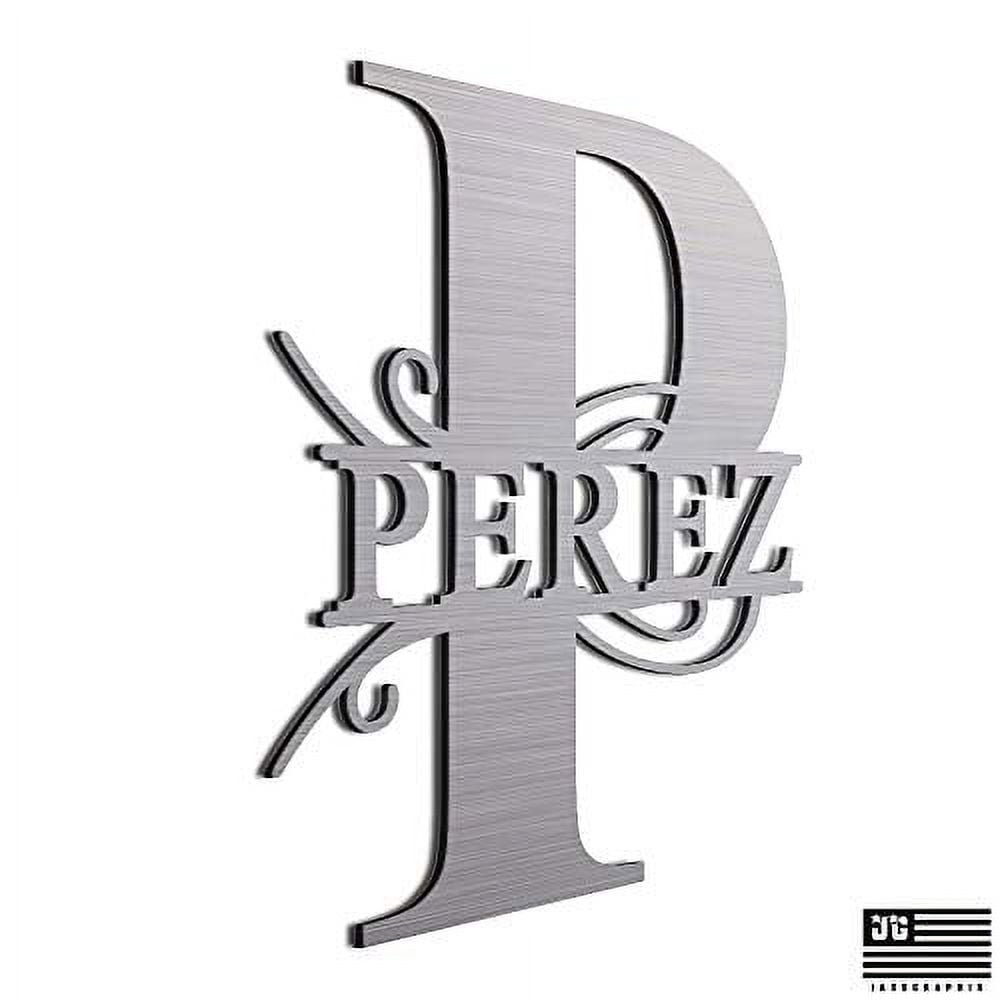 JASS GRAPHIX Perez 12" Brushed Aluminum Monogrammed Sign Door Wall ...