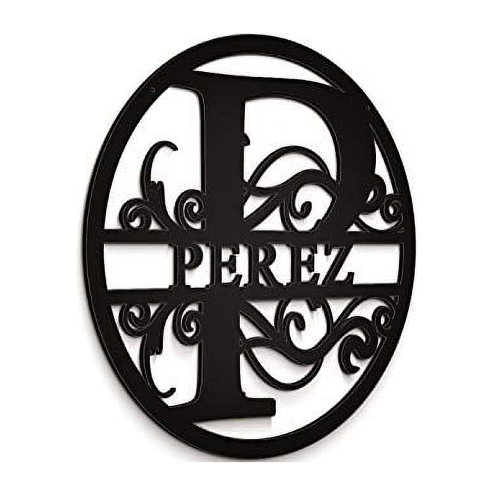 JASS GRAPHIX Perez 12" Circle Black Aluminum Composite Monogrammed Sign ...