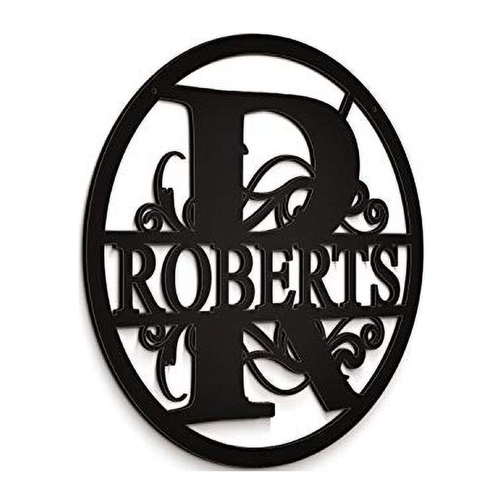 JASS GRAPHIX Roberts 12" Circle Black Aluminum Composite Monogrammed ...