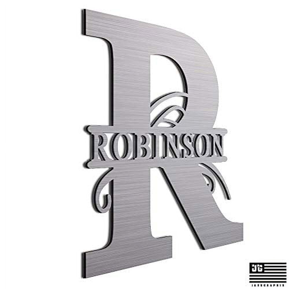 JASS GRAPHIX Robinson 12" Brushed Aluminum Monogrammed Sign Door Wall ...